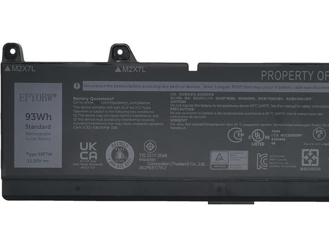 EPYOBW X9FTM Battery 93Wh 7650mAh 6-Cell 11.55V Compatible with Dell Precision 7680 7770 7780 ...