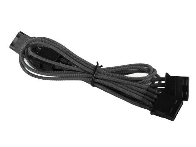 Black LP4 to 3 x LP4 4-pin Cable Cord Premium Braided Adapter PC ...