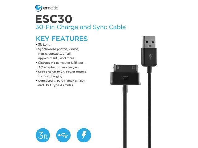 Ematic ESC30 3 ft. Galaxy Tab 30 Pin USB Cable - Newegg.com