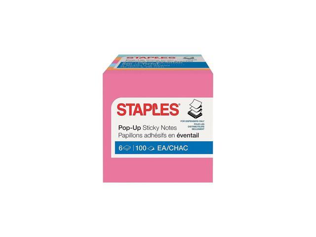 Staples Stickies Pop-up Std Notes 3" x 3" Asst Colors 100 Sh./Pad 6 ...