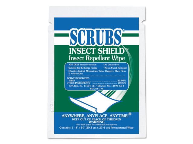 SCRUBS Insect Shield Insect Repellent Wipes 8 x 10 White 100/Carton ...