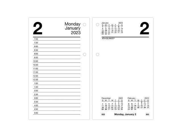 2023 AT-A-GLANCE 6"" x 3.5"" Daily Loose-Leaf Desk Calendar Refill ...