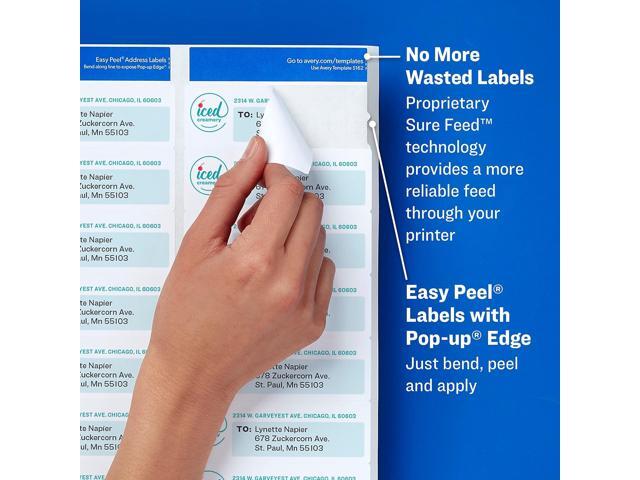 Avery 6520 Easy Peel Address Labels, 2/3" x 1-3/4", Glossy, Clear - 600 ...