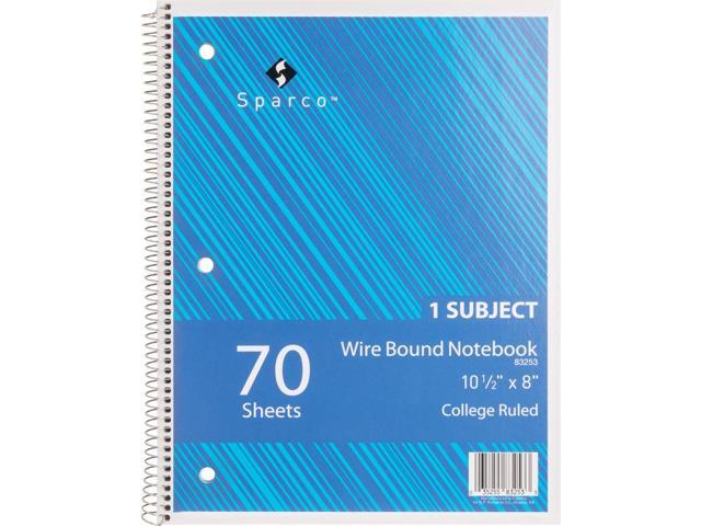 Sparco Notebooks 1 Subject 10-1/2"x8" College Ruled 70 Sht AST 83253 ...