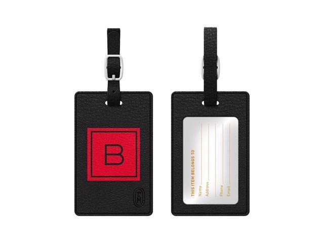 OTM Essentials Monogram Black Leather Bag Tag, Inversed, Fire - B ...