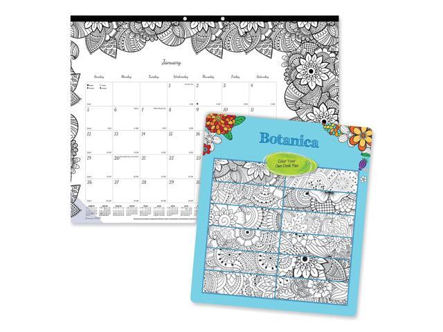 2023 Blueline 22"" x 17"" Monthly Doodle Plan Coloring Desk Pad ...