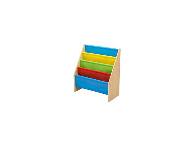 Delta Children Sling Book Rack 4-Tier 28"H Bookshelf Natural/Blue/Red ...