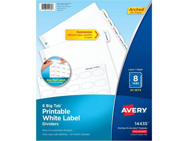 Avery Big Tab White Label Tab Dividers 8-Tab Letter 14435 - Newegg.com