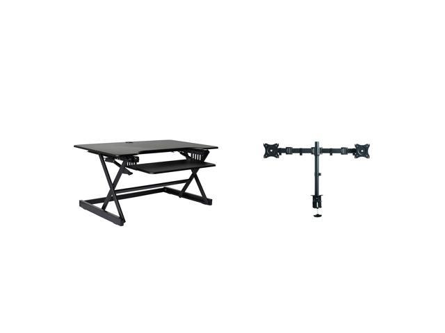 Rocelco 40"W 5"-20"H Adjustable Standing Desk Converter with Dual ...