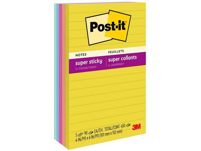 Post-it Super Sticky Notes 4" x 6" Summer Joy Collection Lined 90 Sheet ...
