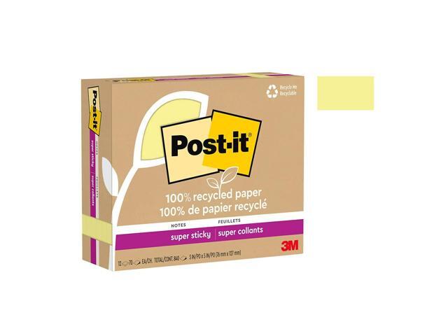 Post-it Recycled Super Sticky Notes 3" x 5" Canary Collection 70 Sheet ...