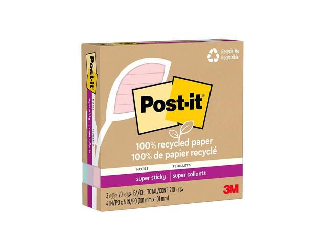 Post-it Recycled Super Sticky Notes 4" x 4" Wanderlust Pastels ...