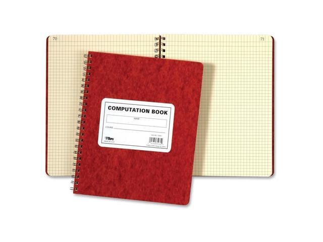 Tops Computation Notebk 4x4 Quad 76 Shts 11-3/4"x9-1/2" Red Cover 35061 ...