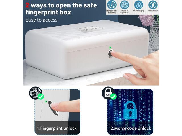 AICase Biometric Fingerprint Storage Box Portable Cash Jewelry Security ...