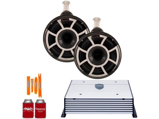 Wet Sounds REV8B-FC Black 8" Tower speakers with Stainless Fixed Clamps ...