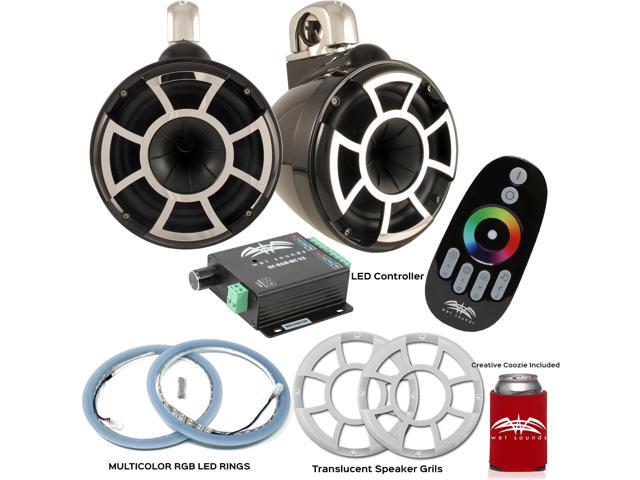 Wet Sounds REV10B-FC Fixed Clamp Tower Speakers with RGB LED Rings ...