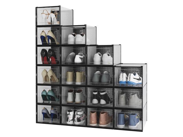 Yescom 18 Pack High Heel Shoe Storage Box Stackable Container Foldable ...