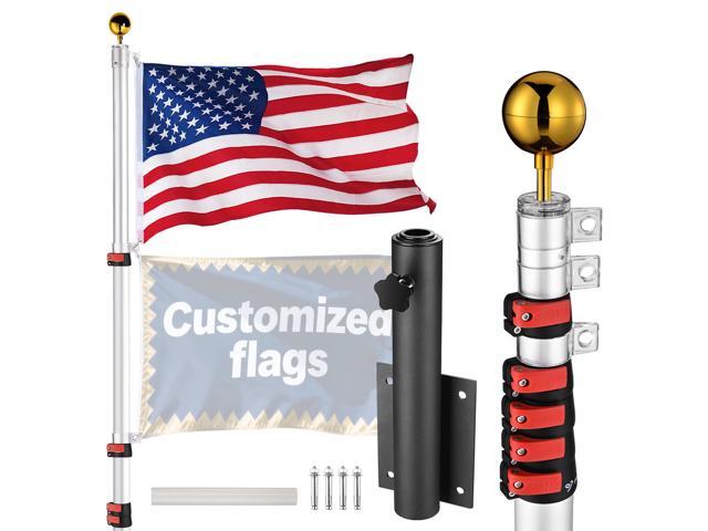 Yescom 20Ft Telescoping Flagpole w/ Dock/Deck Mount Display Sign ...