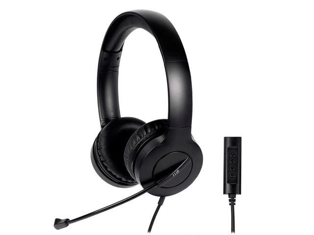 Monoprice WFH 3.5mm + USB Wired On-Ear Web Meeting Headset, Lightweight ...