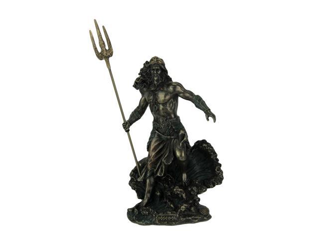 Greek God Poseidon Standing Over Crashing Waves Statue - Newegg.com