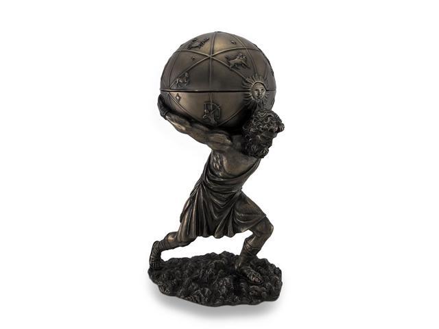 Bronzed Atlas Holding Up Celestial Sphere Statue/Storage Box - Newegg.com