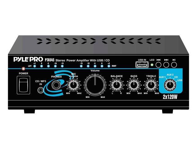 Pyle PTAU45 Mini 2x120 Watt Stereo Power Amplifier with USB-CD-AUX ...