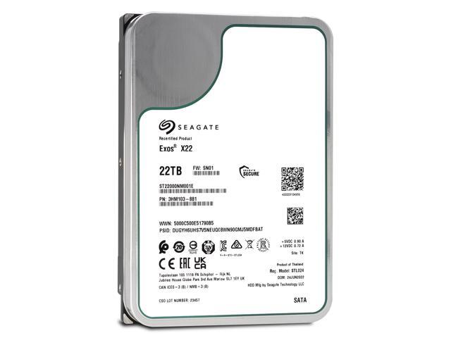 Refurbished: Seagate Exos X22 22TB SATA 6Gb/s 3.5" Enterprise Hard ...