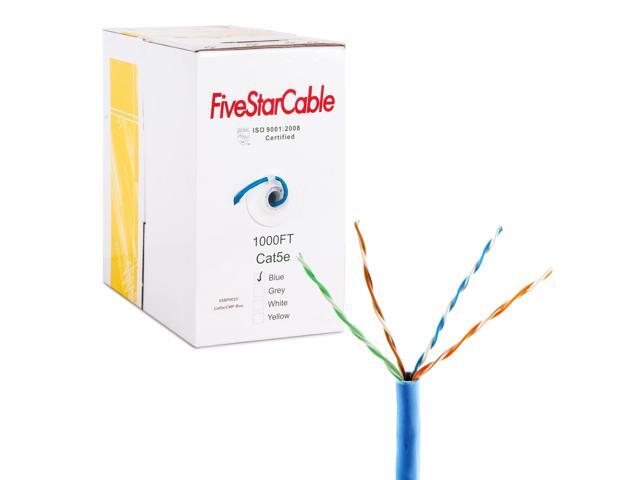 FiveStarCable Cat5e 1000 Ft Cable 24AWG 4 Twisted Pair UTP Unshielded ...