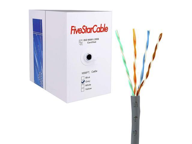 Five Star Cable Cat5e 1000 Ft Ethernet Cable Wire UTP 24AWG CCA Twisted ...