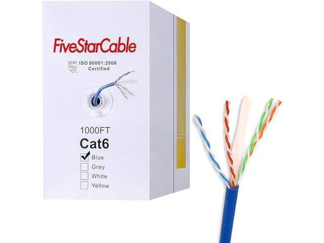 FiveStarCable 1000Ft Bulk Cat6 Network Ethernet Cable, 550Mhz, 23AWG ...