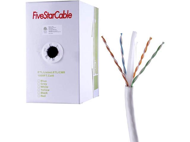 FiveStarCable 1000Ft Bulk Cat6 CMR Network Ethernet Cable, Solid Bare ...