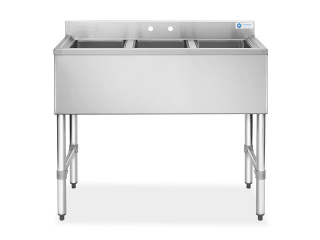 GRIDMANN 3 Compartment Stainless Steel Bar Sink, NSF Commercial Kitchen ...