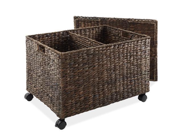 Casafield Rolling Storage Basket Cart with Lid and Locking Wheels ...