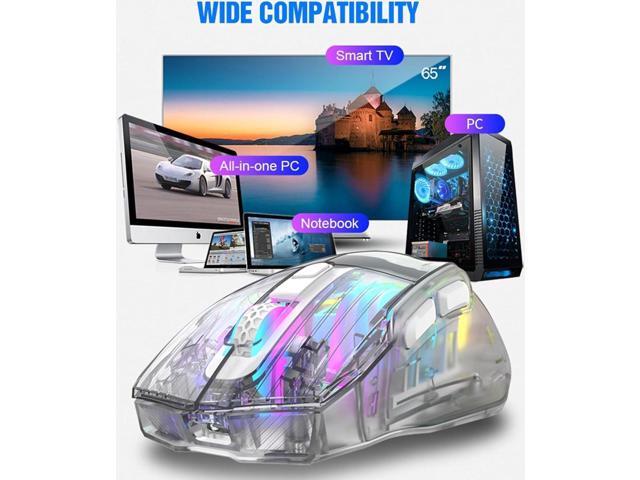 Wireless Gaming Mice with Transparent Crystal Shell, Tri-Modes (USB ...