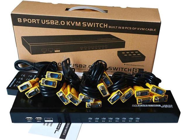 KVM Switch 8 Port KVM Switch VGA USB+8 Cables 2 in1 & Wired Extended Selector, MT-VIKI 8x1 ...