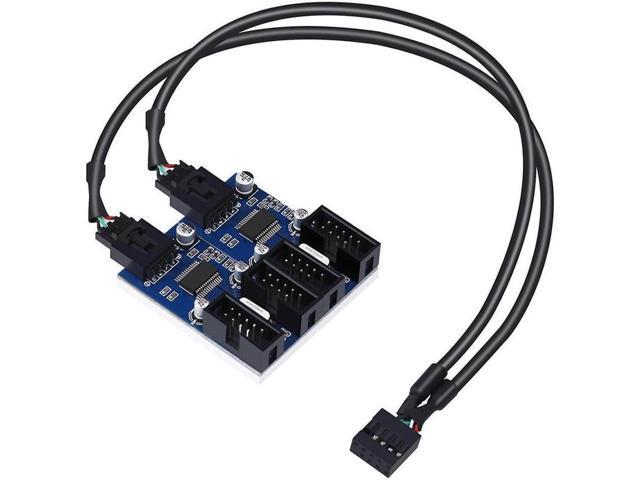 4 in 1 Internal USB Splitter Cable, 9 pin USB Header Male 1 to 4 Female ...