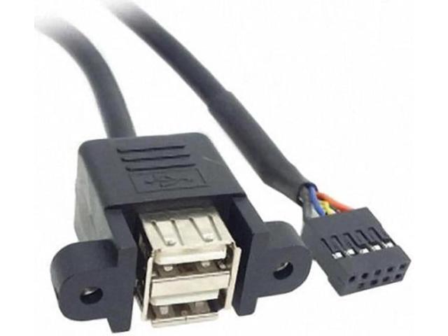 50cm Stackable Dual USB 2.0 A Type Female to Motherboard 9 Pin Header ...