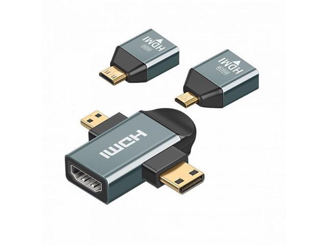 3pcs/set Micro Mini HDMI to HDMI 1.4 Female 2-in-1 Combo Adapter 4K ...