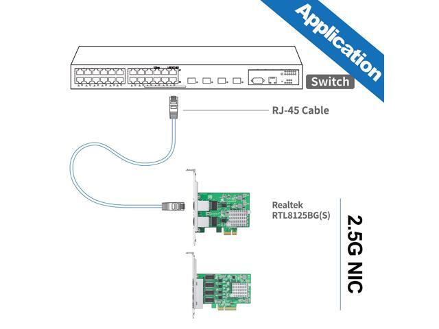10Gtek 2.5Gbps Ethernet Network Adapter Card, PCIe x4 to RJ45 w ...