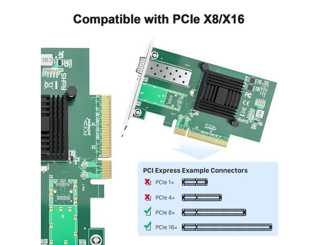 10Gtek 10Gb PCI-E NIC Network Card, Single SFP+ Port, with Intel 82599EN Controller, Ethernet ...