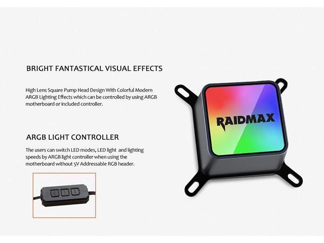 Raidmax Tornado All-in-1 ARGB LED CPU Liquid Cooler with ARGB Fans ARGB ...