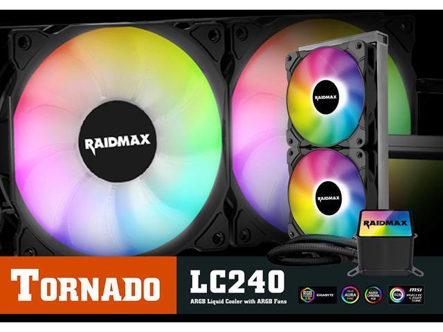 Raidmax Tornado All-in-1 ARGB LED CPU Liquid Cooler with ARGB Fans ARGB ...