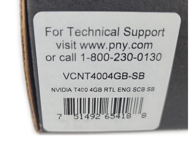 PNY T400 nVIDIA VCNT4004GB-SB 4GB 64-bit GDDR6 PCI E 3.0 x16 Low ...