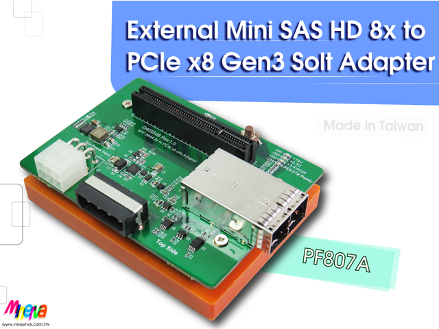 External MINI SAS HD (SFF-8644) 2x to PCIe x8 Gen 3 Slot Adapter ...