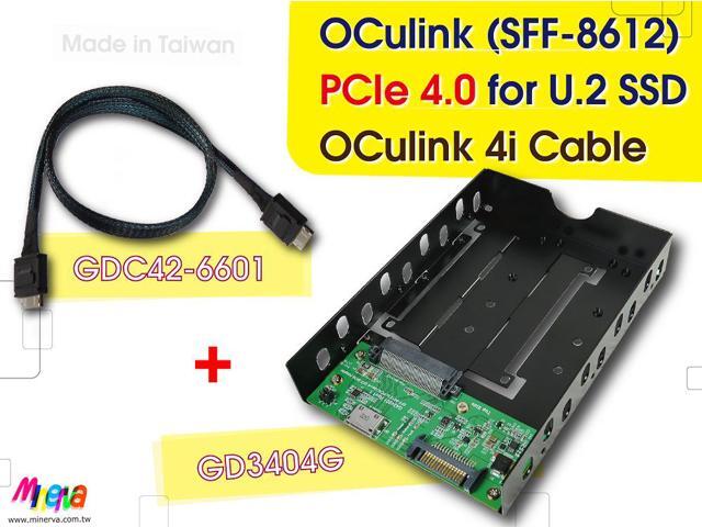 OCulink (SFF-8612) PCIe Gen4 for U.2 (SFF-8639) SSD Adapter with 3.5 ...