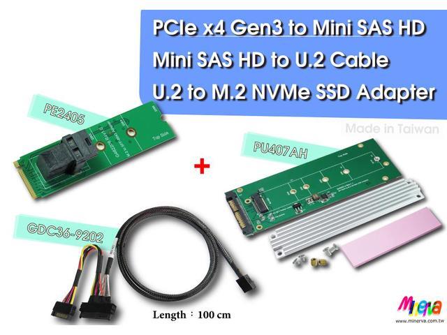 M.2 M-key Gen3 to Mini SAS HD Adapter & Mini SAS HD to U.2 Cable, 100cm ...