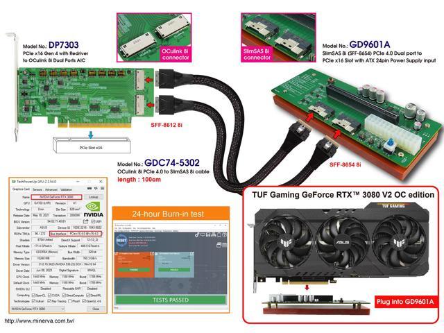 SlimSAS 8ix2(SFF-8654) to PCIe 4.0 x16 Slot with Hot plug Power ...