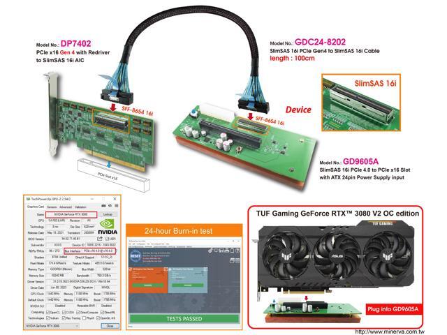 SlimSAS 16i (PCIe 4.0) to PCIe x16 with +12V, 3.3V, 3.3Vaux Hot Swap ...