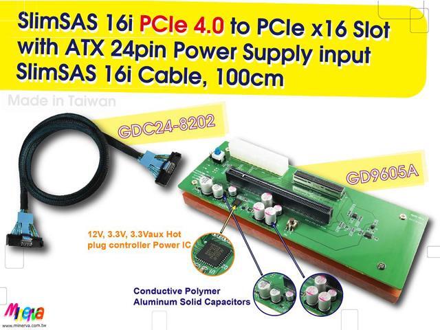 SlimSAS 16i (PCIe 4.0) to PCIe x16 with +12V, 3.3V, 3.3Vaux Hot Swap ...