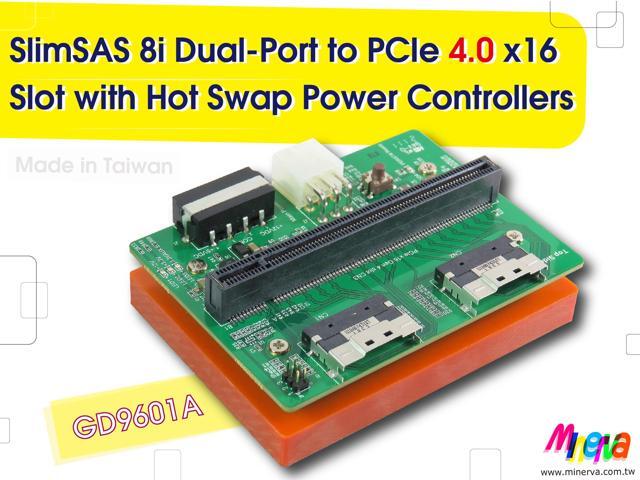 SlimSAS 8i Dual-Port PCIe 4.0 to PCIe x16 Slot with +12V, 3.3V, 3.3Vaux ...
